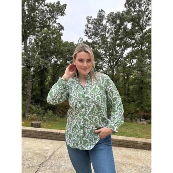 RENA LINA | Tops | New Rena Lina Elise All Cotton Button Down In Green ...